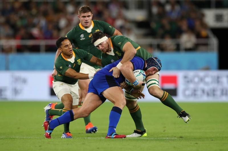 Rugby: Springboks turn on the power against 14-man Italy to top Pool B ...