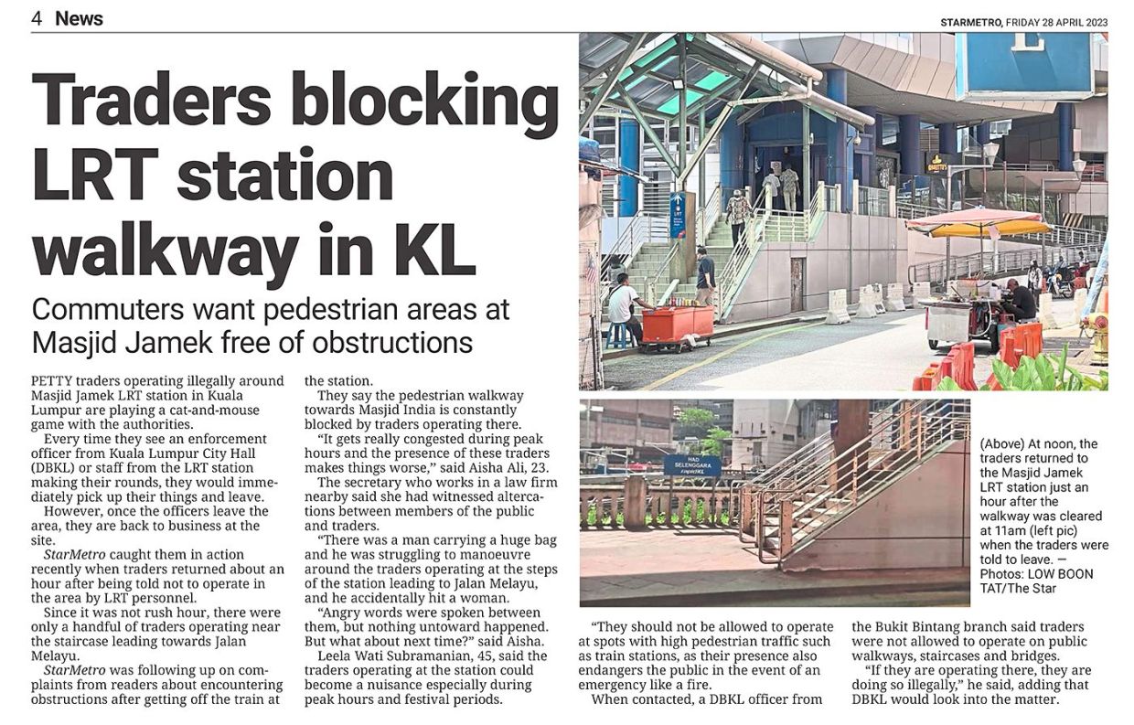 Auxiliary police to ensure LRT walkways free of obstructions | The Star