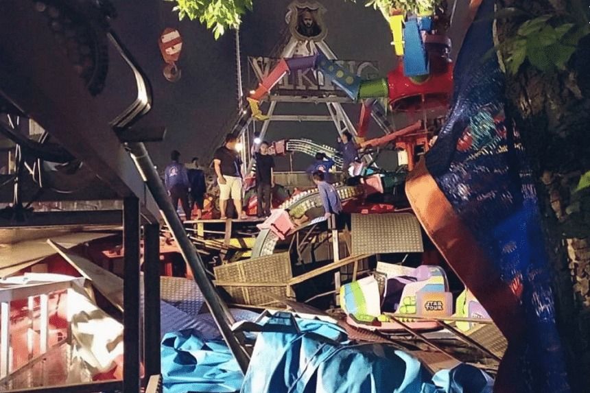 Three injured as giant octopus ride at Thailand’s amusement park ...