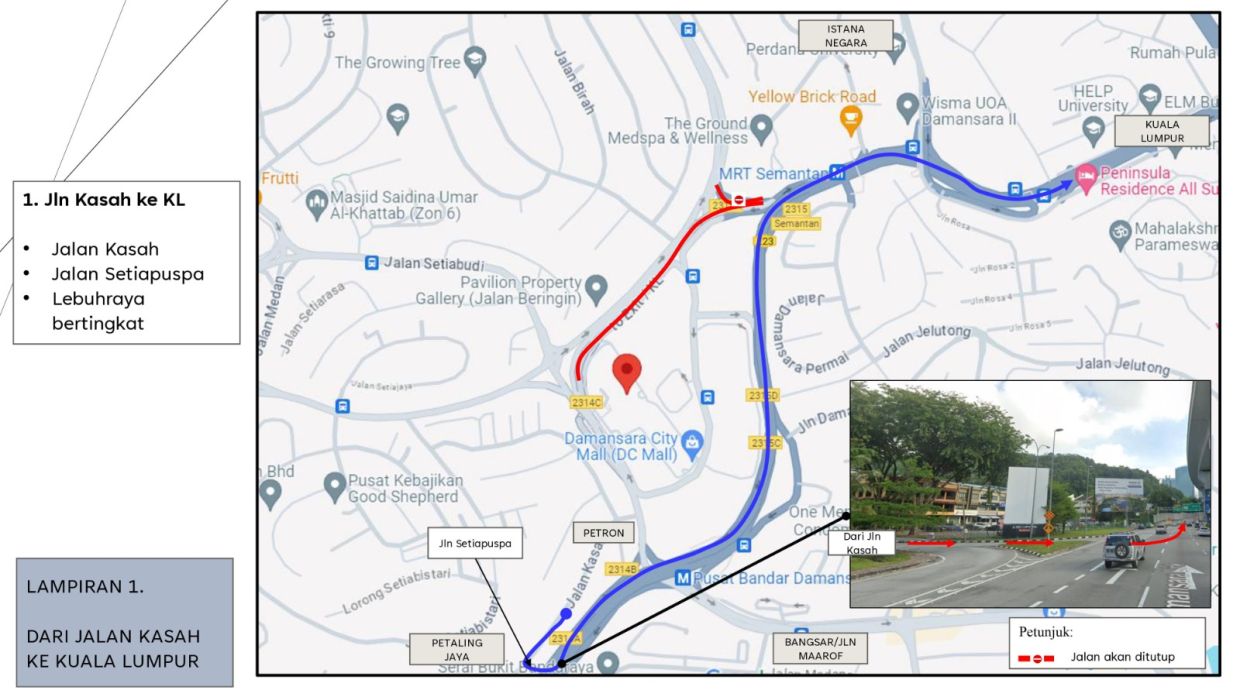 Slip road from Jalan Semantan heading to KL to be closed for a month ...