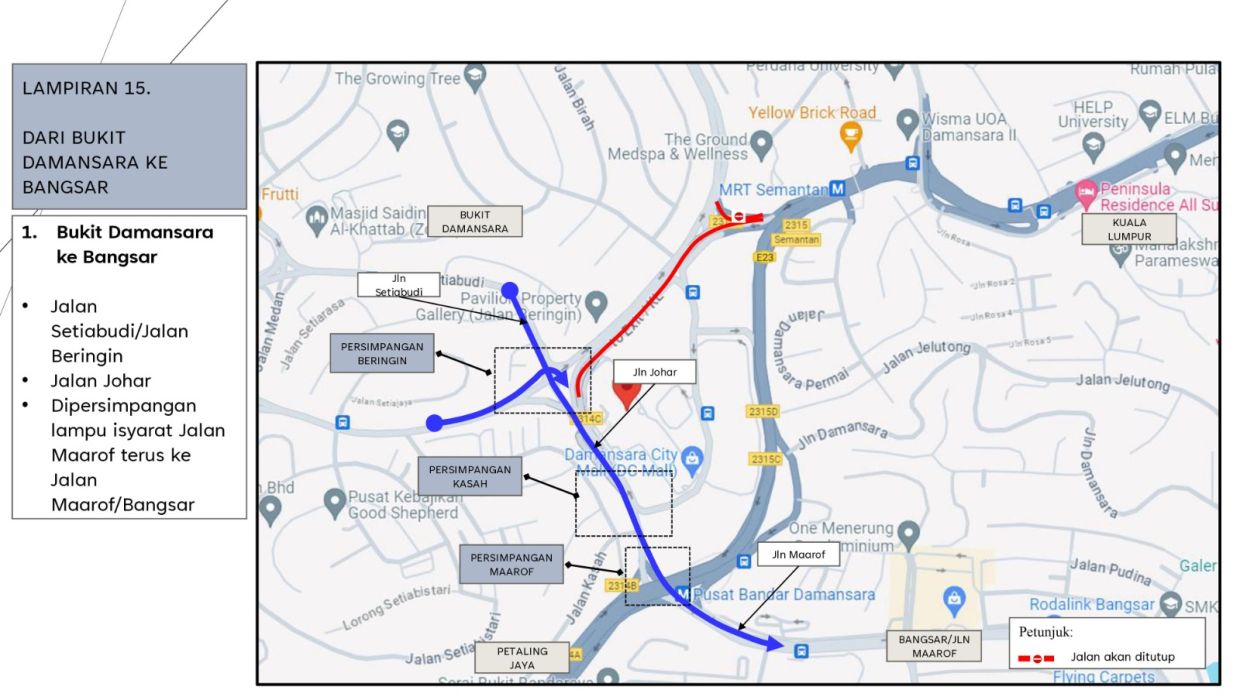 Slip road from Jalan Semantan heading to KL to be closed for a month ...