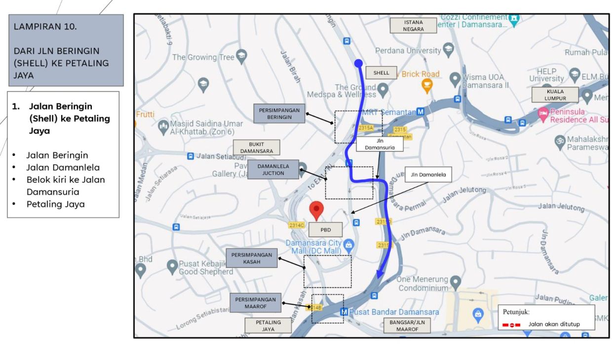 Slip road from Jalan Semantan heading to KL to be closed for a month ...