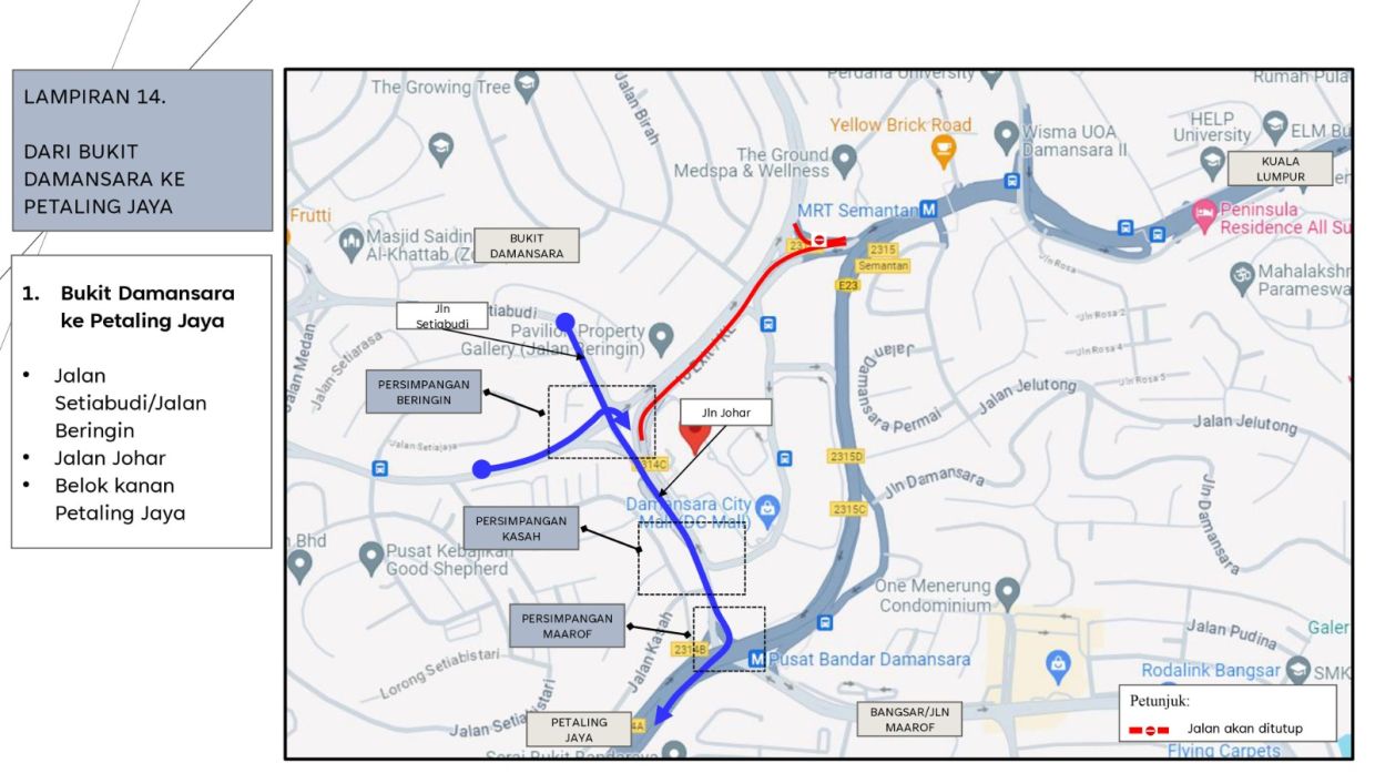 Slip road from Jalan Semantan heading to KL to be closed for a month ...