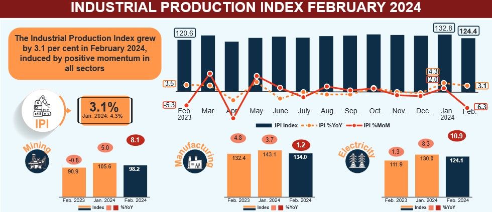 Malaysia's IPI up 3.1% in February 2024 | The Star