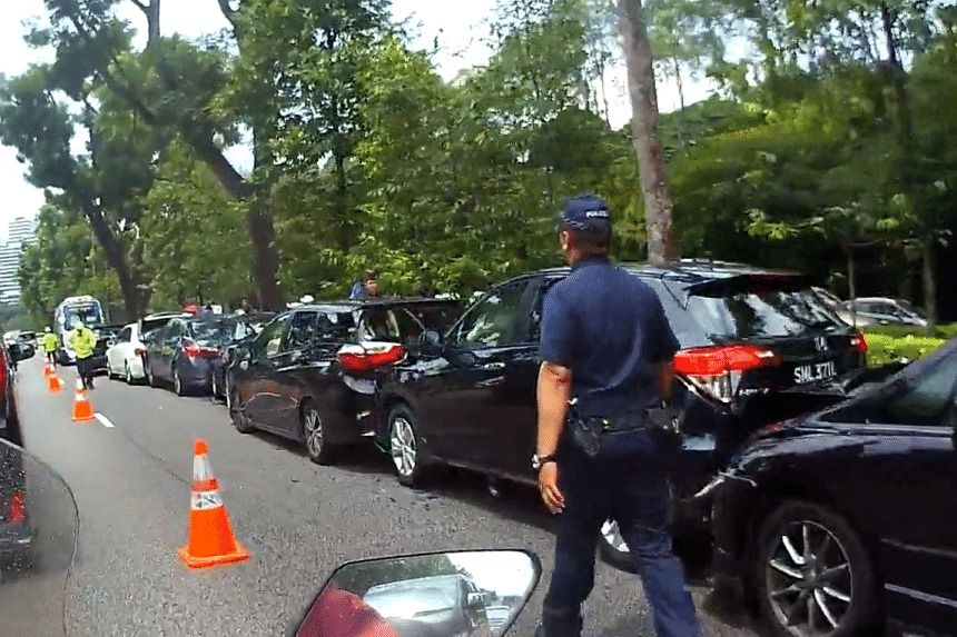 Two taken to hospital after eight-vehicle chain collision on Singapore ...