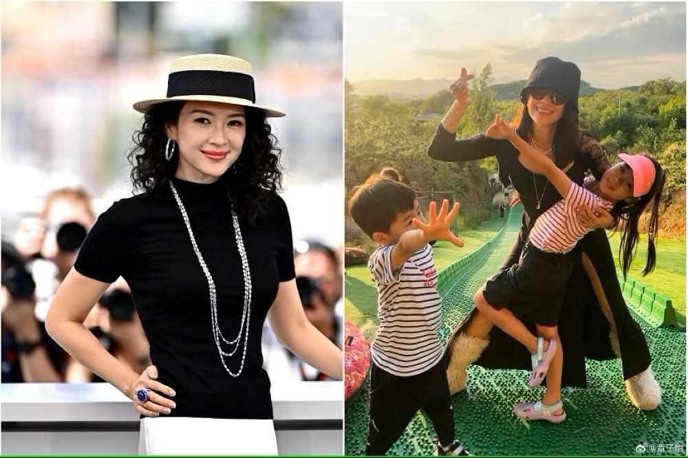 Chinese actress Zhang Ziyi celebrates Children's Day with her two kids ...