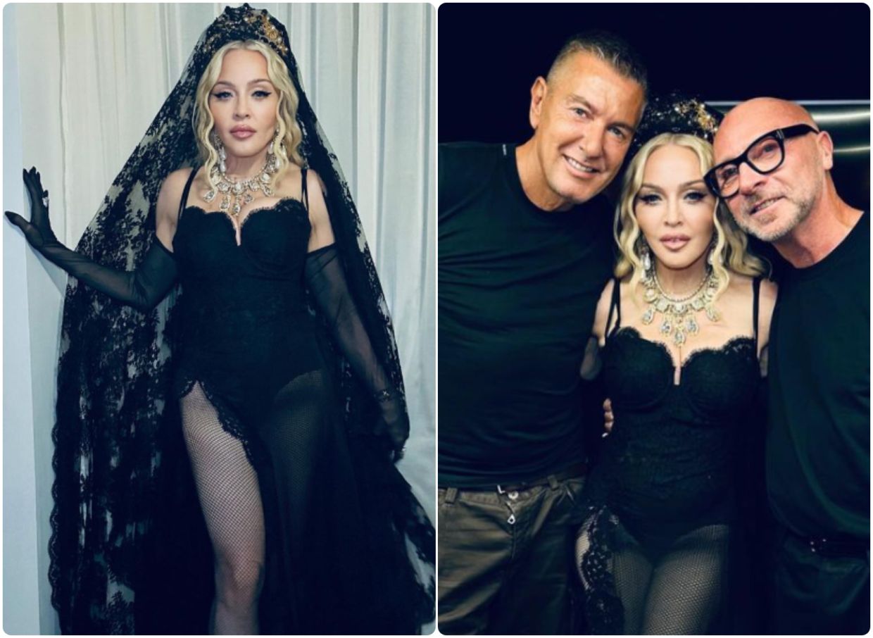 Madonna celebrates her cone bra era at Dolce & Gabbana fashion show ...