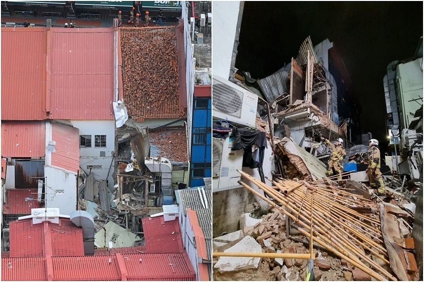 Six injured after two Singapore shophouse units partially collapse ...