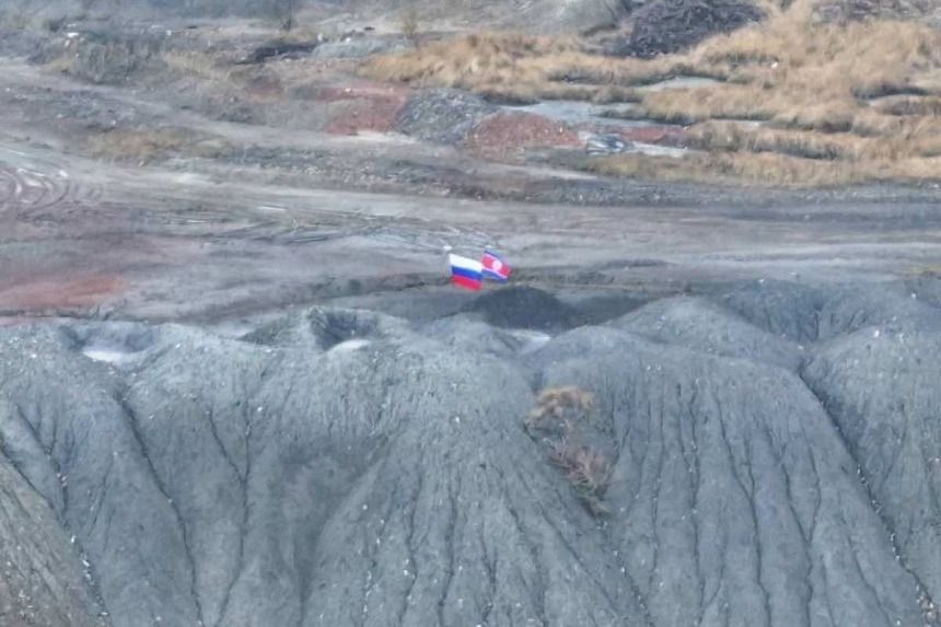 North Korean and Russian flags allegedly raised in eastern Ukraine ...
