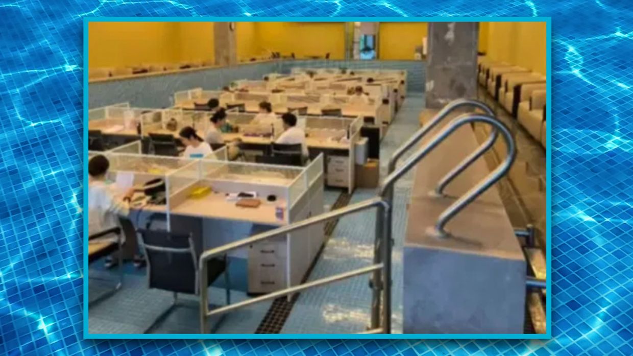 Chinese design firm converts swimming pool into office, triggers safety ...