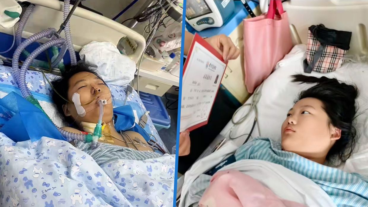 China coma girl with heart infection wakes up when shown college ...