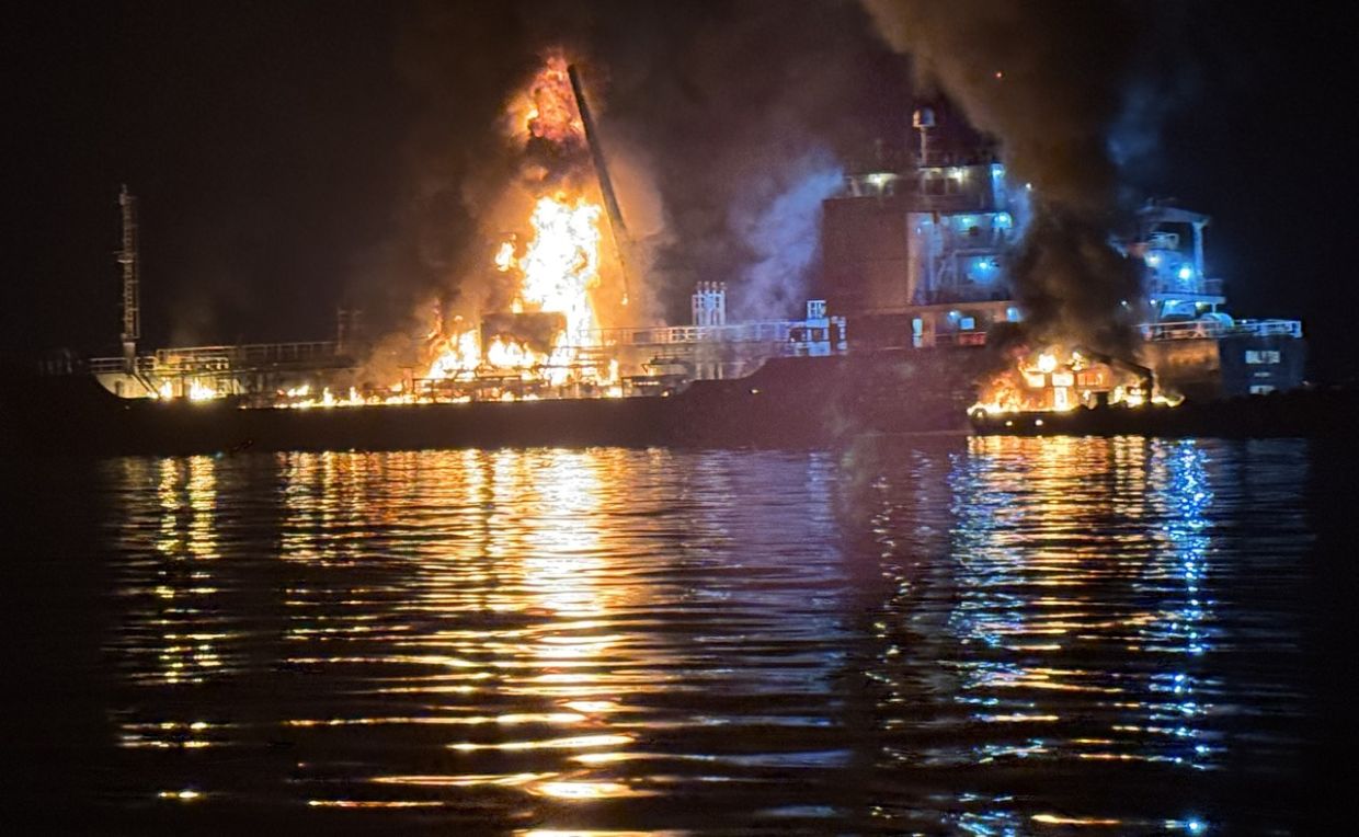 One dead, two injured after oil tanker, cargo ship catch fire in Yeosu ...
