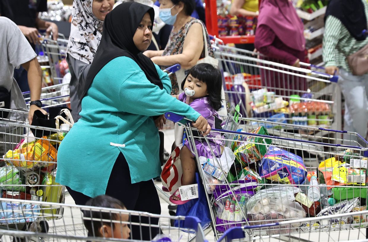 Shoppers willing to endure long queues to spend RM100 Sara aid | The Star