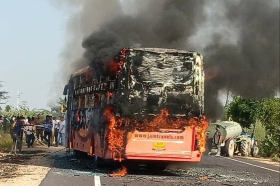 Passenger bus fire in India leaves at least 20 dead | The Star